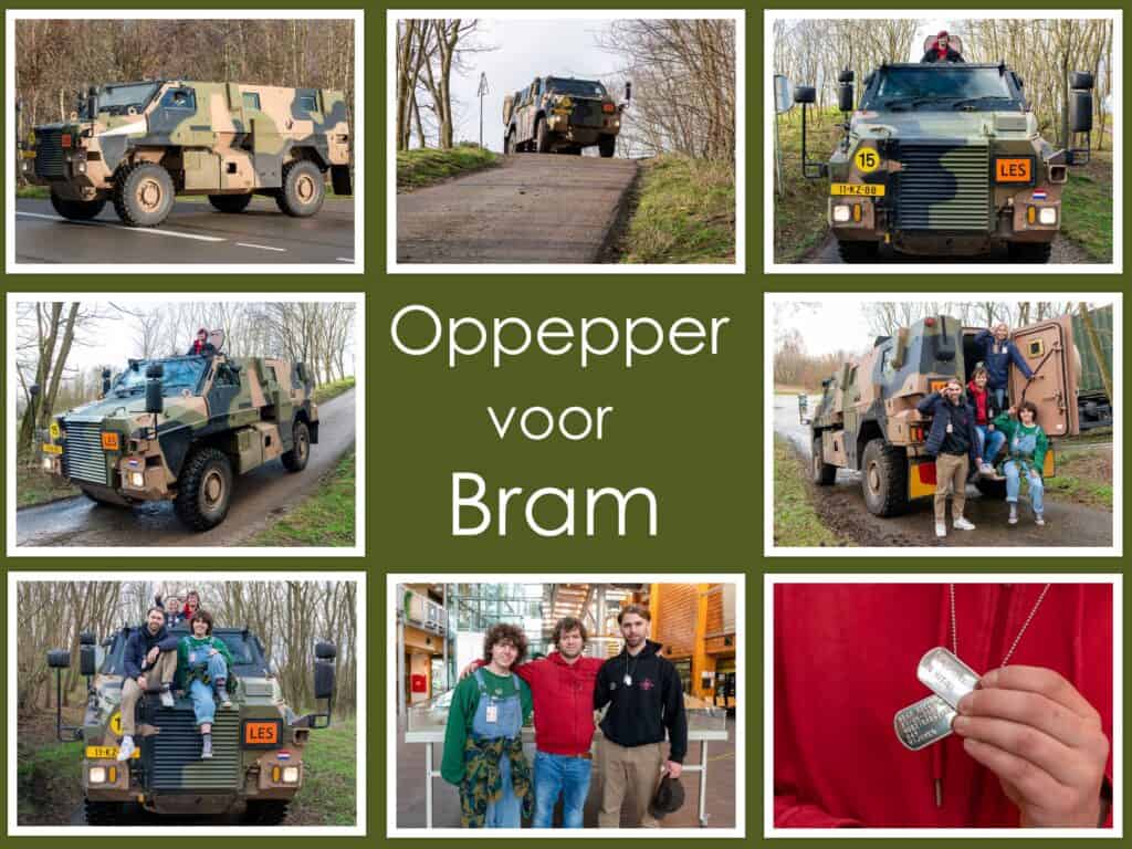 Bram achter het stuur van een legervoertuig – Oppepper4all